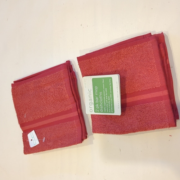Home | Kitchen | New Home Organic Red Two 2 Pk Bar Mop Dishcloths ...
